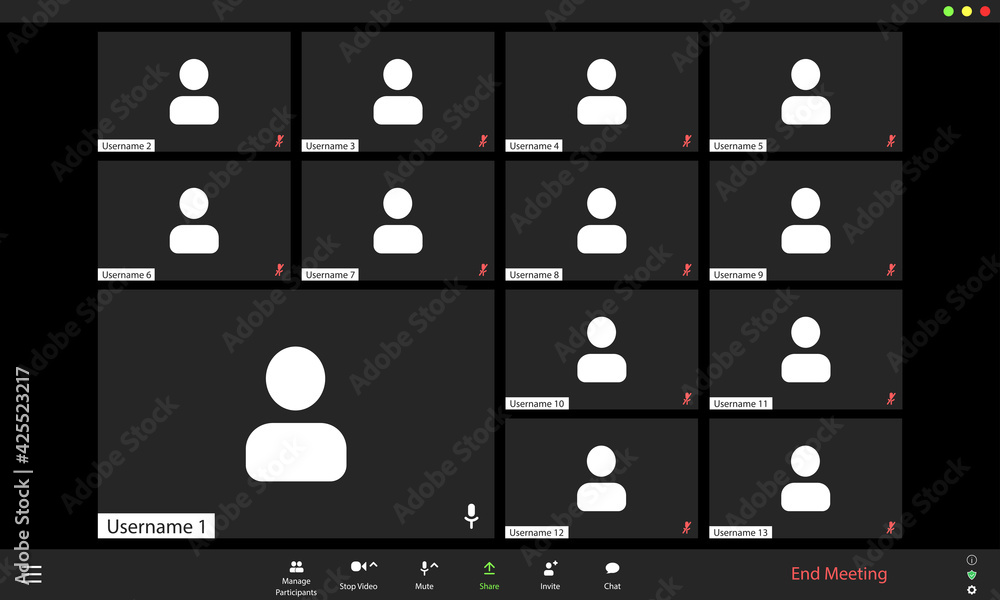 Video conference user interface, video conference calls window overlay ...