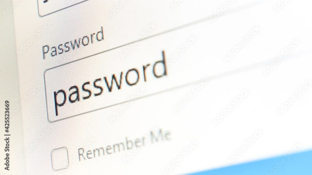 Revealing a too simple password, dots to text. Private online account ...