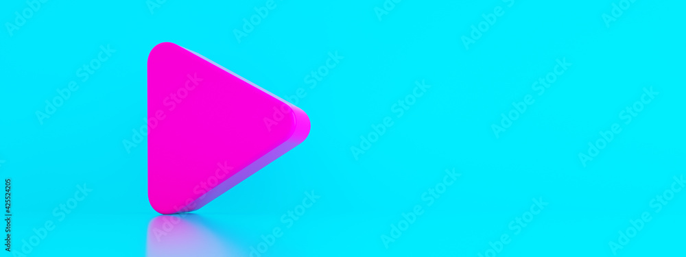 Play symbol over blue background, music and video logo element, 3d ...