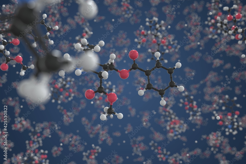 Molecule of cocaine, ball-and-stick molecular model. Scientific 3d ...