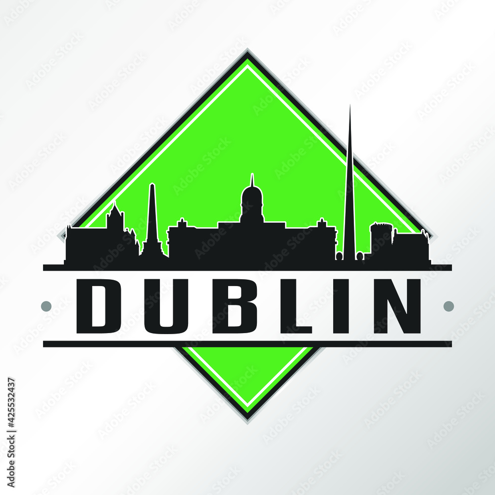 Dublin, Ireland Skyline Logo. Adventure Landscape Design Vector ...