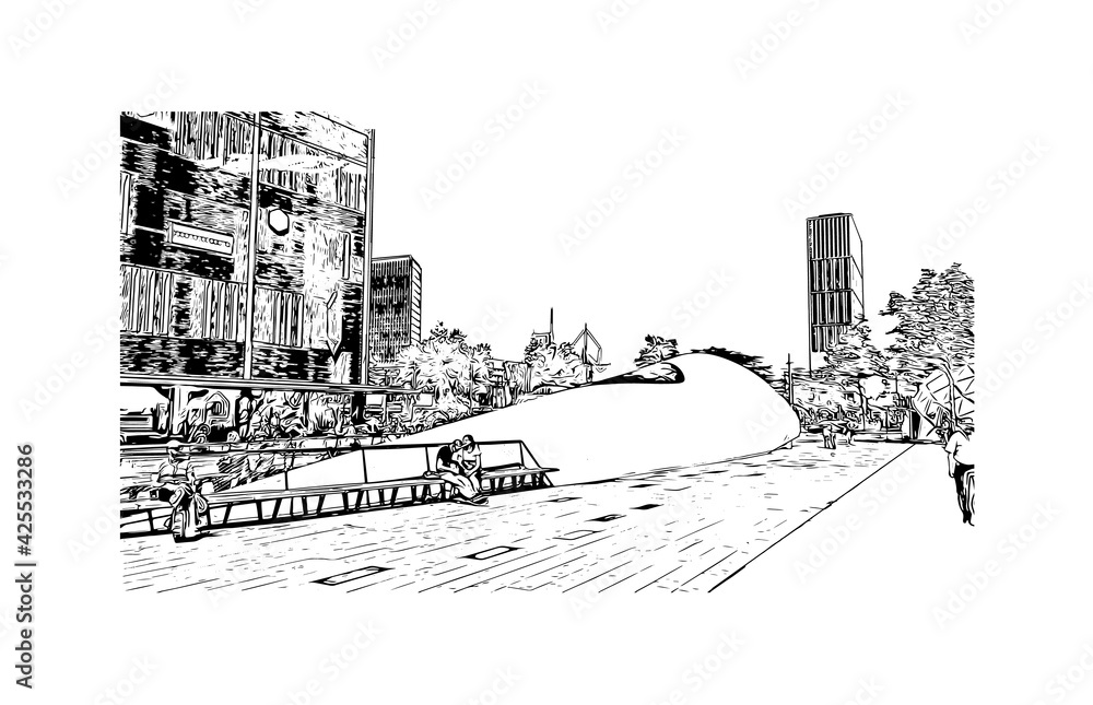 Building view with landmark of Eindhoven is the city in the Netherlands ...