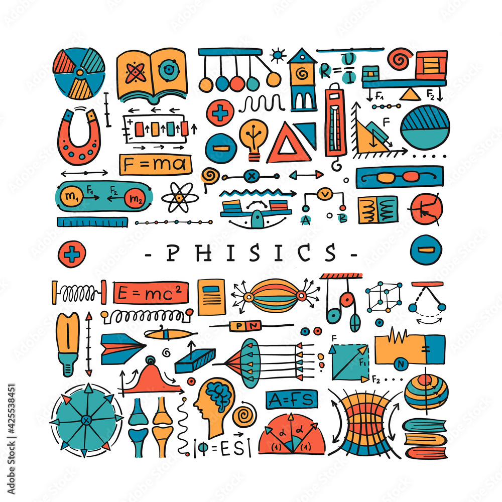 Physics icons, sign and symbols. Art Background for your design Stock ...