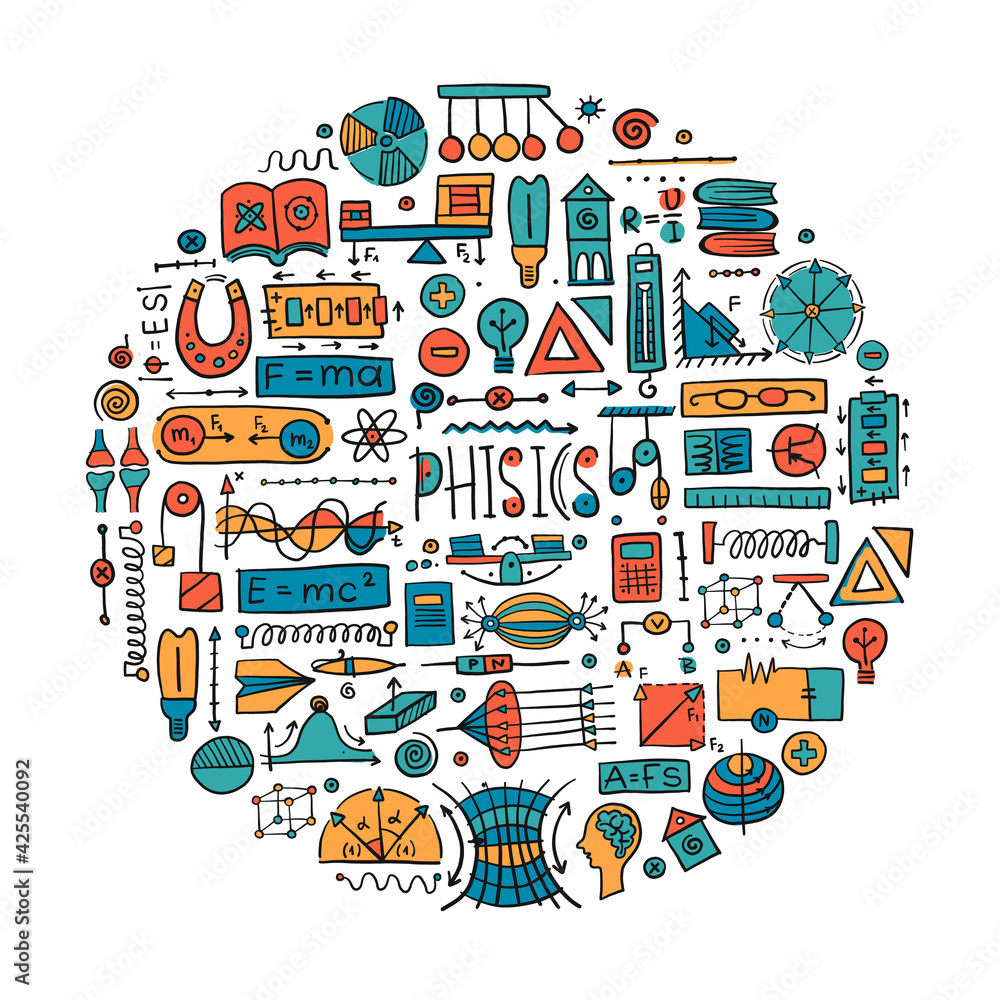 Physics icons, sign and symbols. Art Background for your design Stock ...
