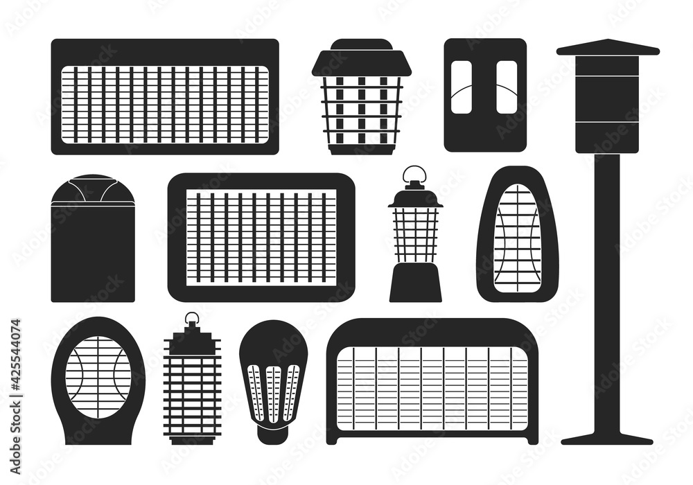 Insect trap vector black set icon. Vector illustration flytrap on white ...