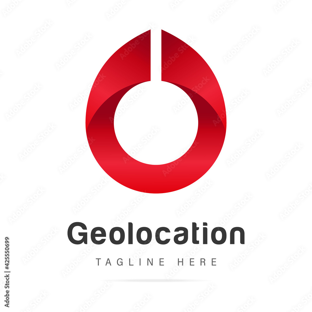 Abstract red Geotag or geolocation pin logo icon design in city map.GPS ...