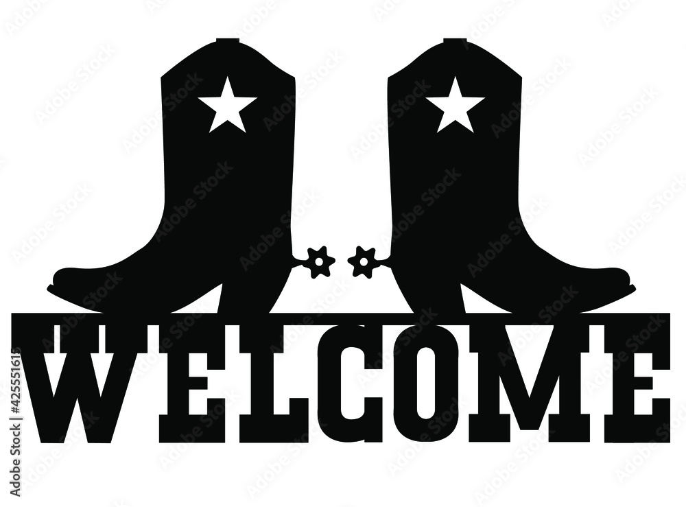Welcome to Texas vector black graphic sign illustration with cowboy ...