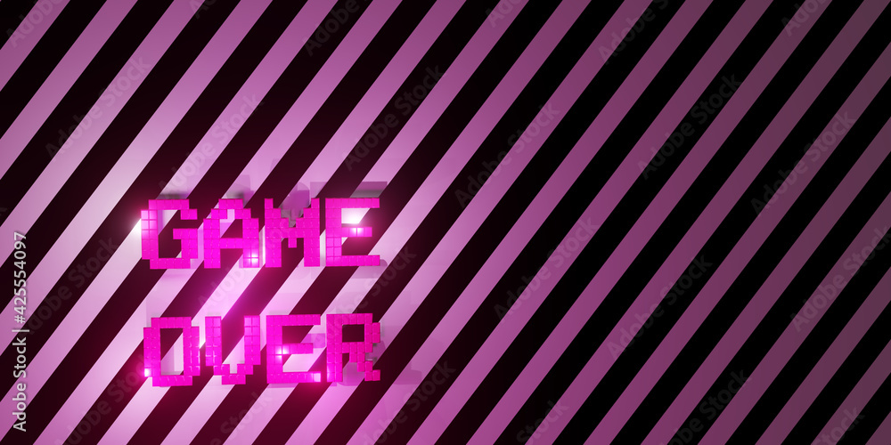 Logo Game Over Neon Laser Color Alphabet Glow Effect Fun and joyful 3d ...
