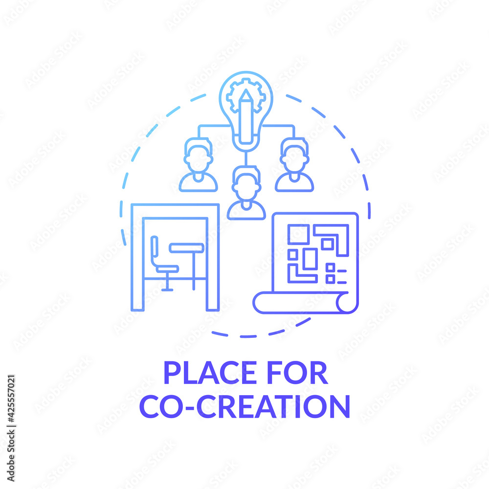 Place for co-creation concept icon. Workspace trend idea thin line ...