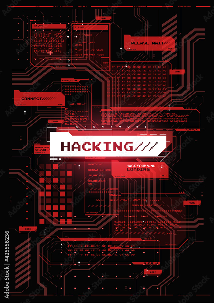 Hacking process. Futuristic UI concept. Internet privacy and safety ...