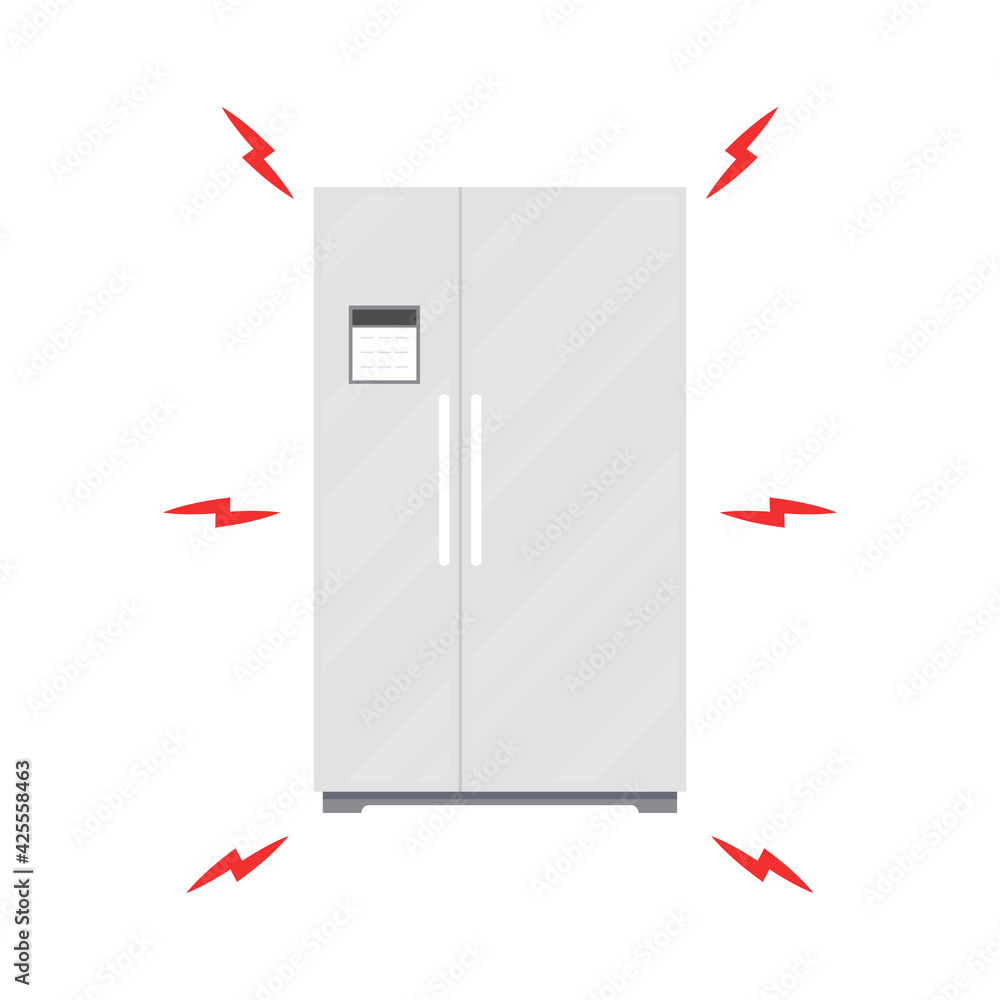 Broken Refrigerator vector. Refrigerator on white background. Stock ...