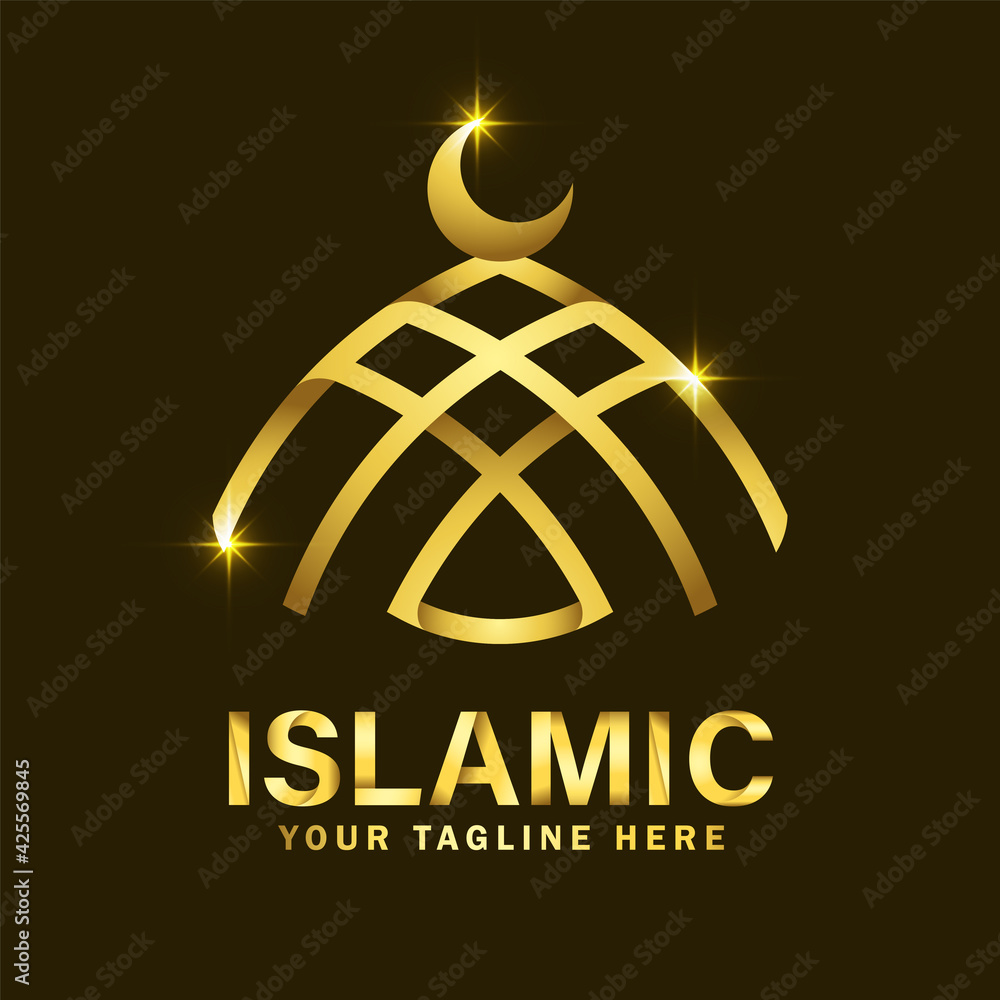 Islamic Gold Color and Luxury Logo Design. Luxury Mosque Logo Design ...