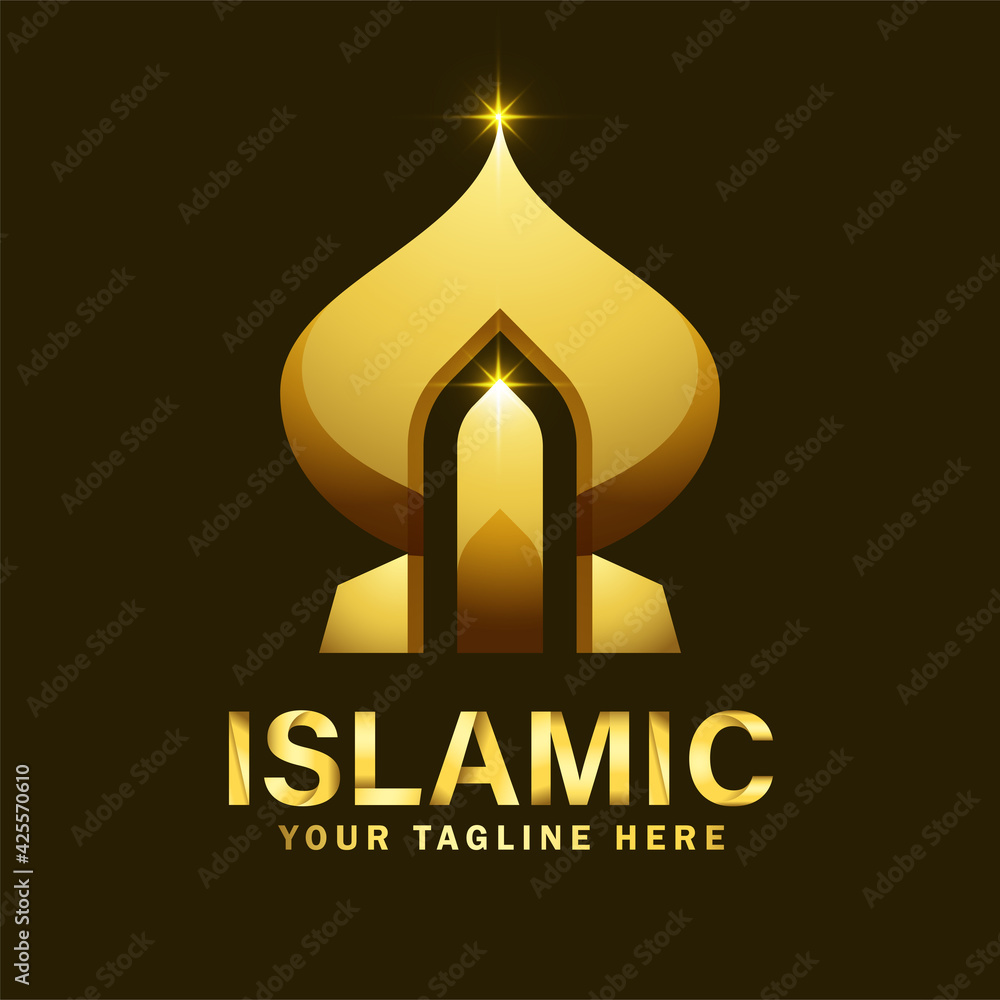 Islamic Gold Color and Luxury Logo Design. Luxury Mosque Logo Design ...