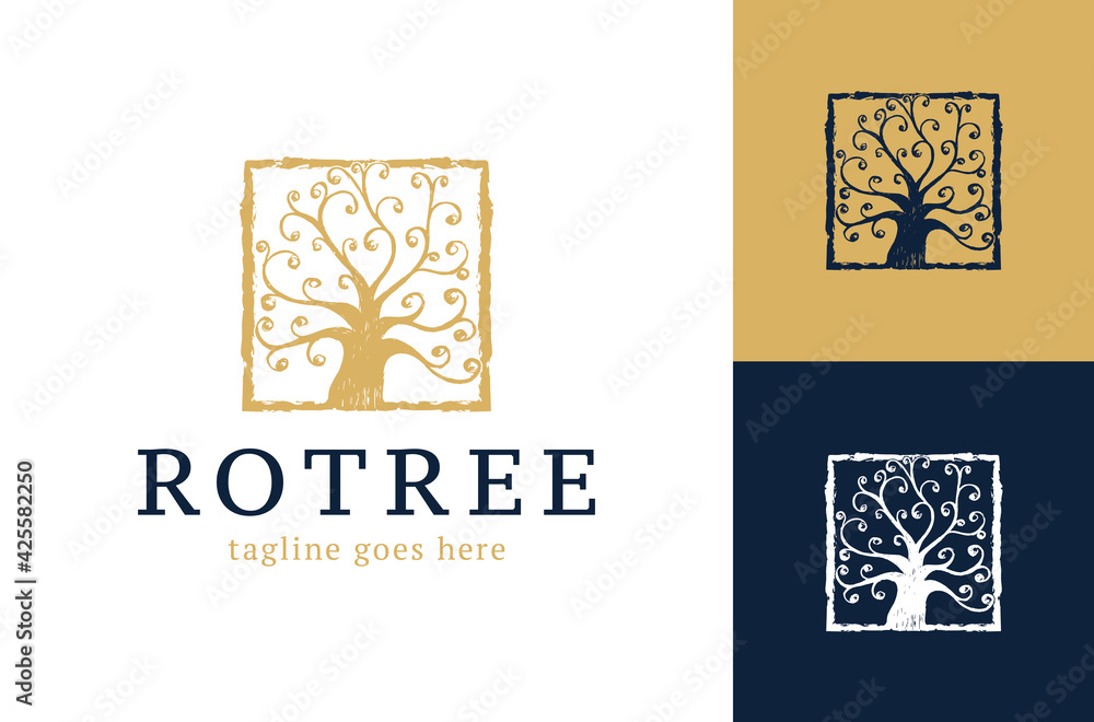 Royal Tree Logo. Abstract linear vector tree logo icon design ...