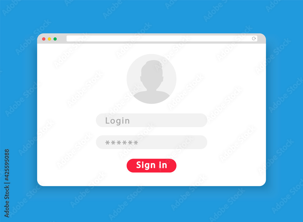 Login form design. Login form account user password identity ui web log screen security profile ...