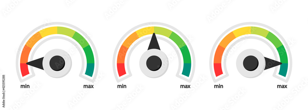Speed measurement color icons set, isolated on white background ...