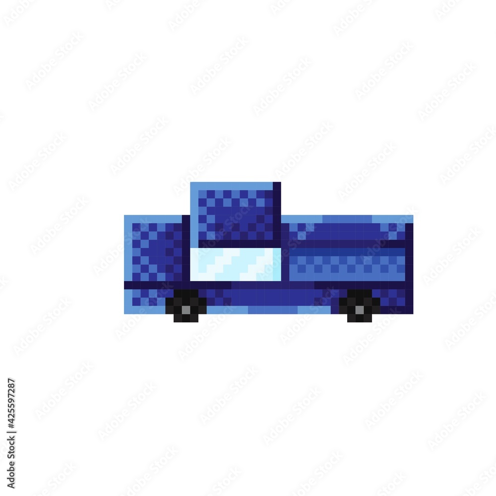 Car pixel art. Car cartoon. Vector illustration. Pickup truck. Stock ...
