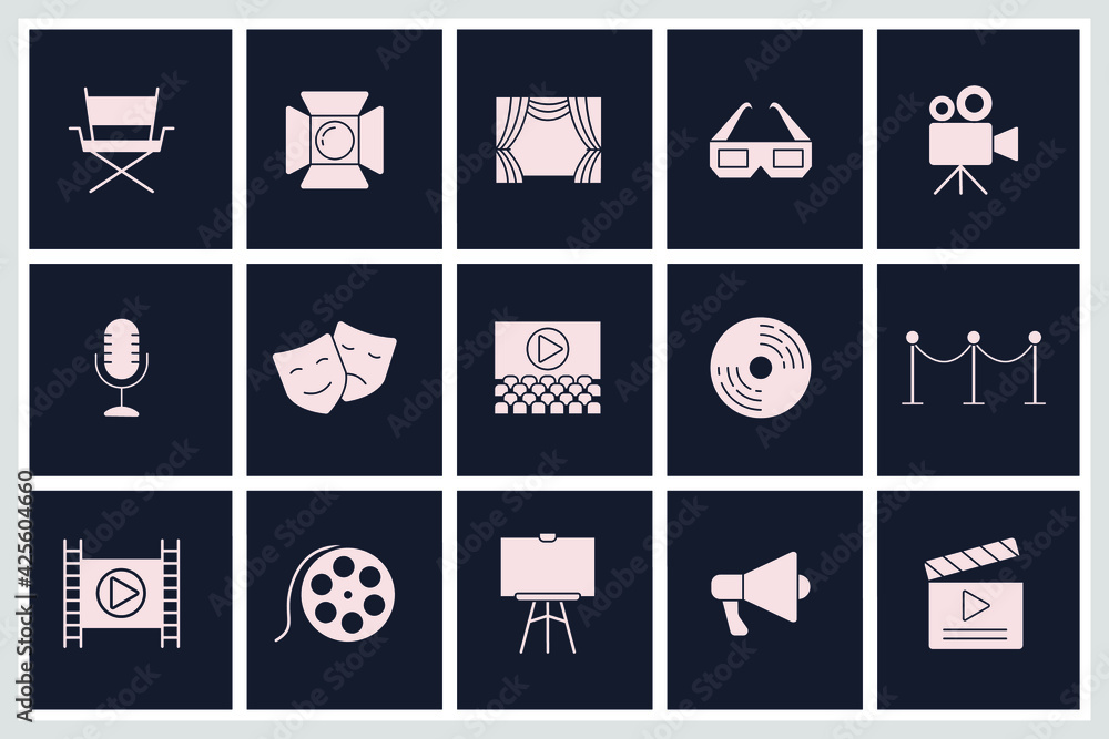 Set of Entertainment icon. Entertainment pack symbol template for ...