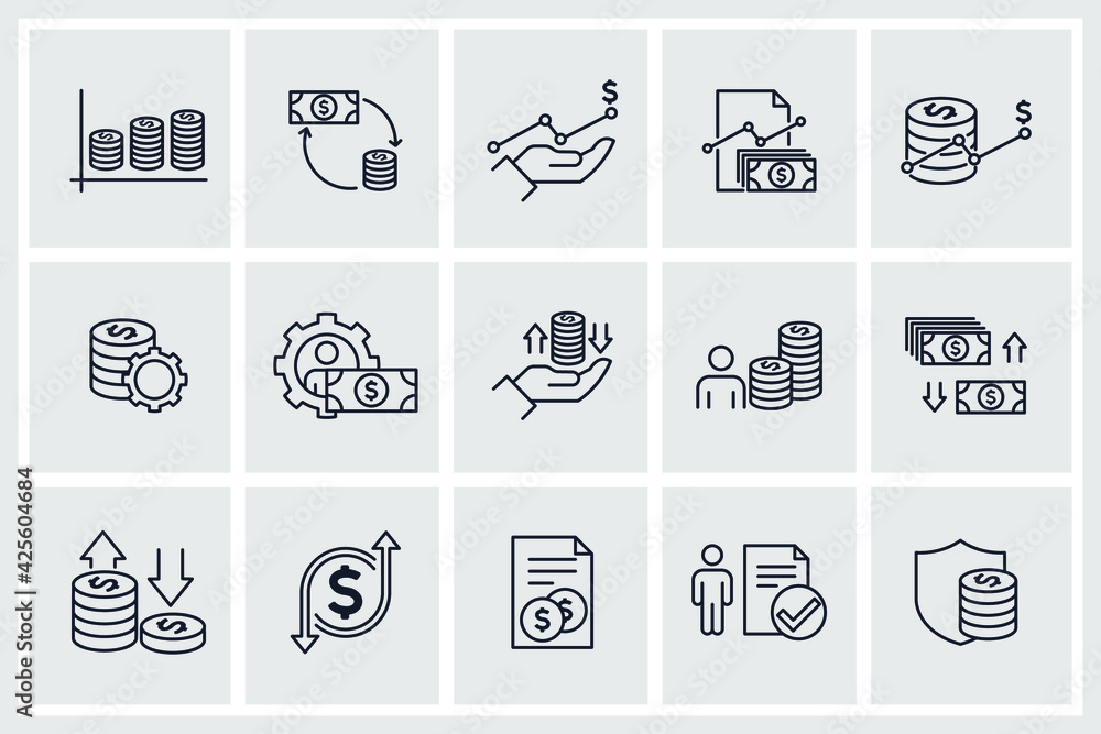 Set of finance management icon. business management pack symbol ...