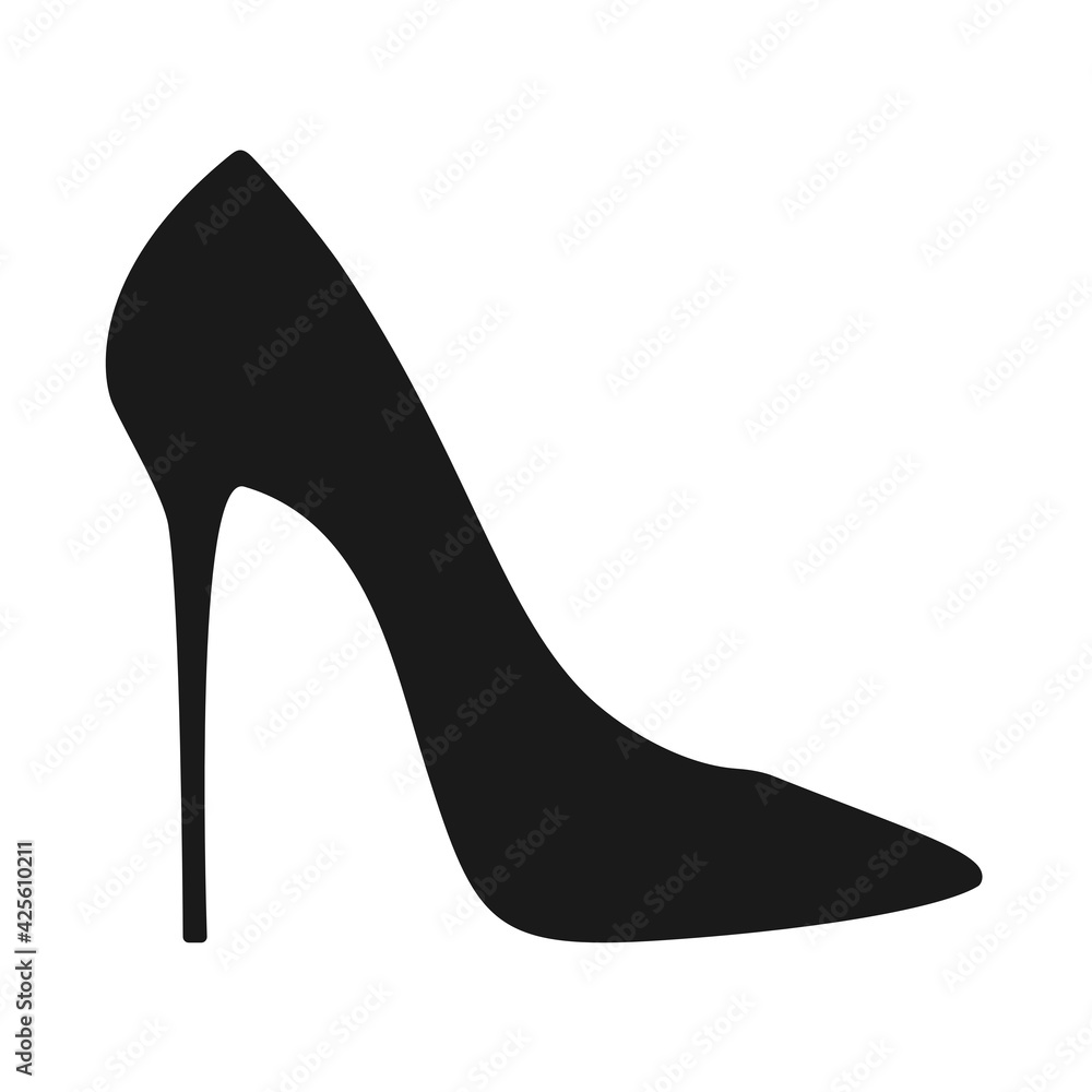 Elegant high heel shoe or stiletto in vector silhouette Stock Vector ...