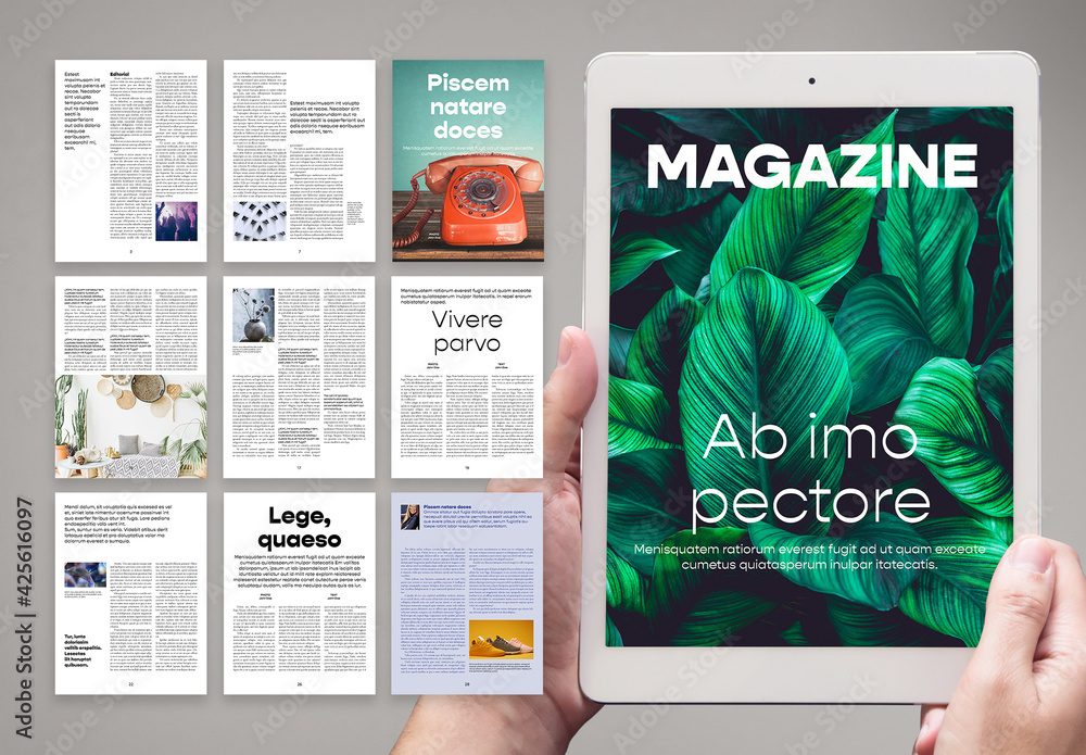 Simple and Structured Digital Magazine Stock Template | Adobe Stock