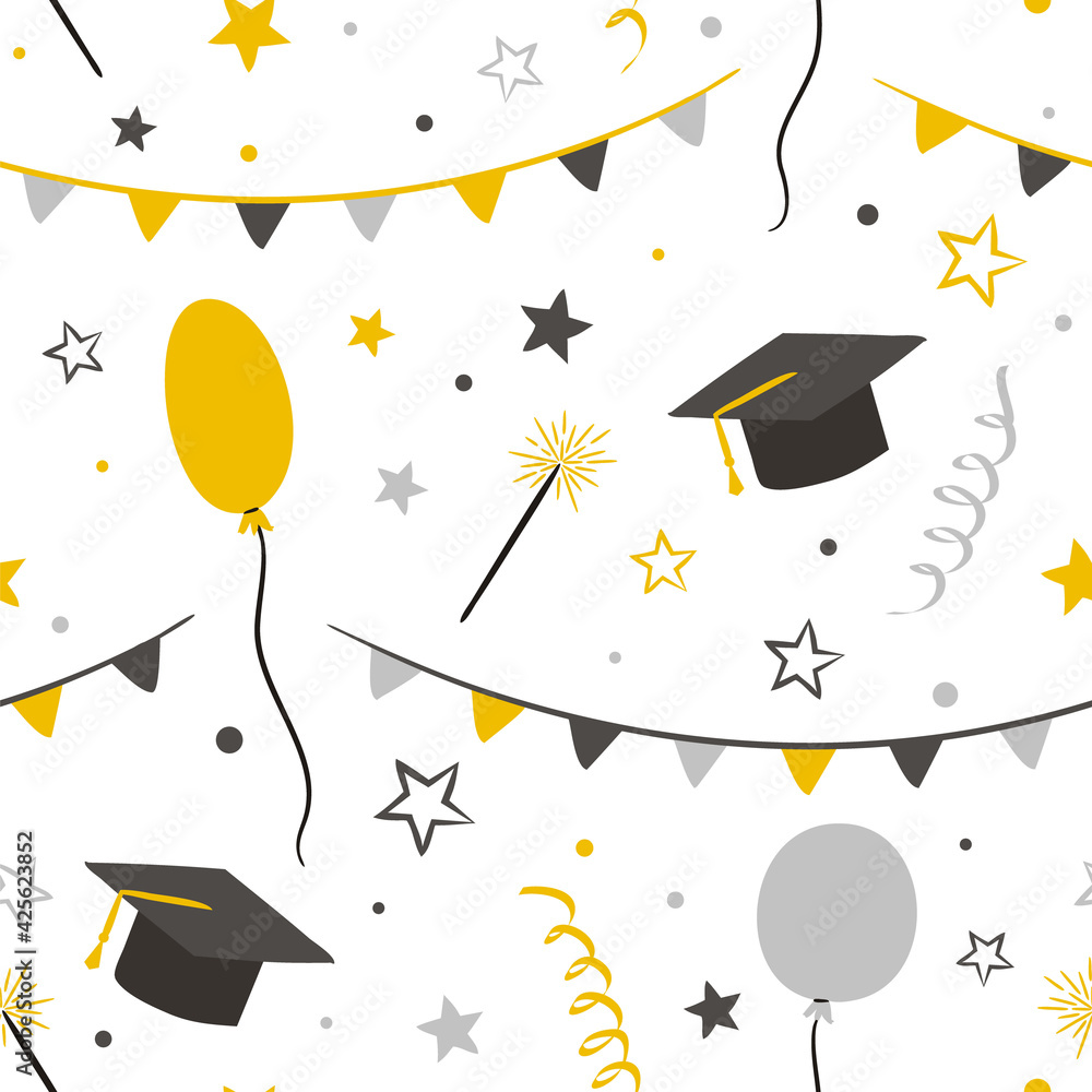 Seamless graduation pattern with doodle style elements. Hand drawn ...