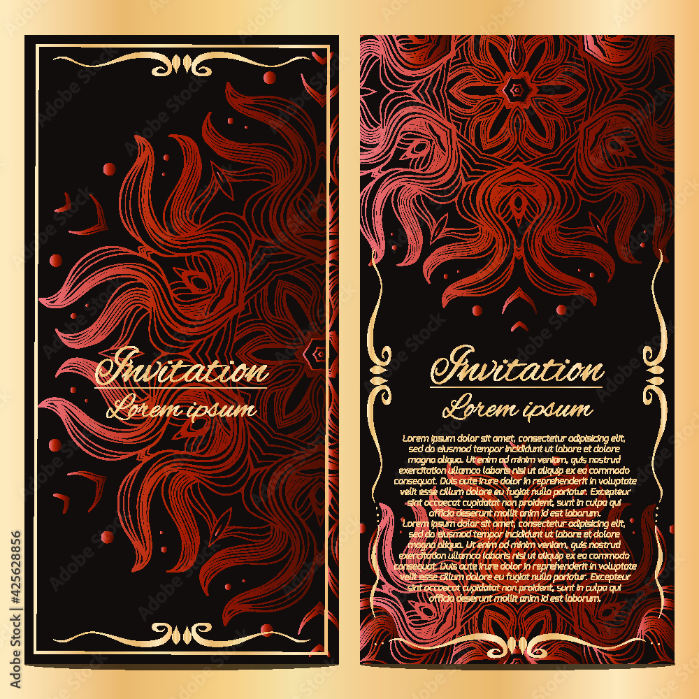 Vector Invitation cards. Vintage decorative elements. Hand drawn ...