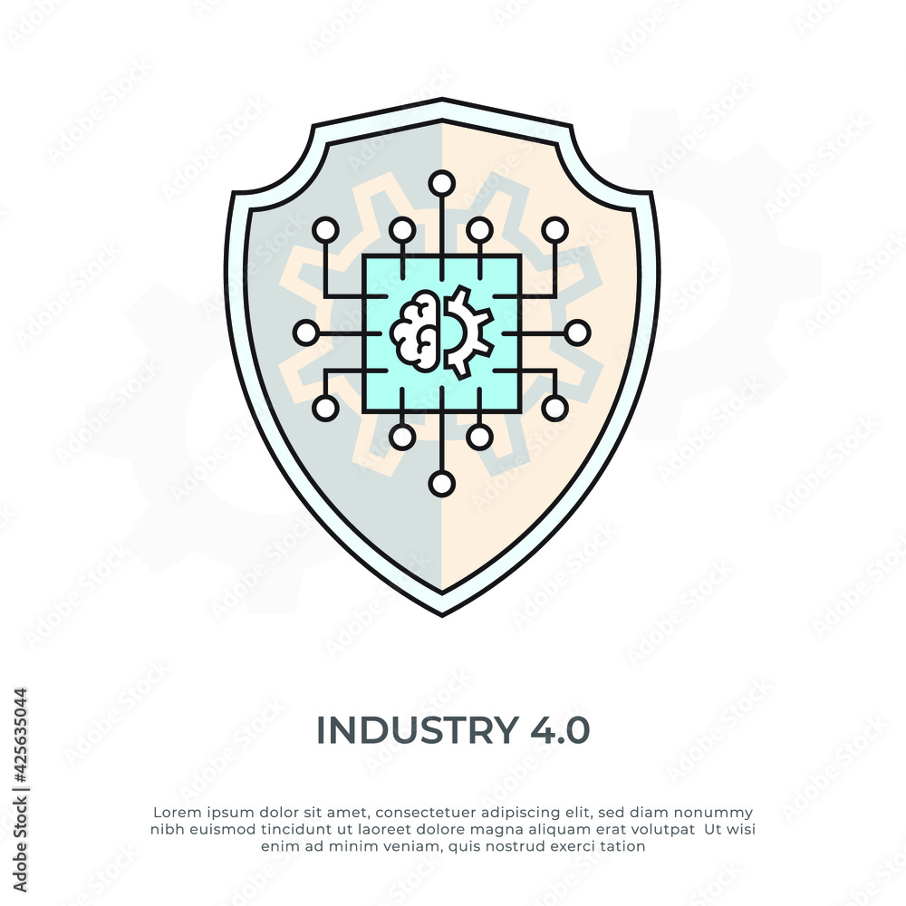 Industry 4.0 vector illustration. Security industrial machine learning ...