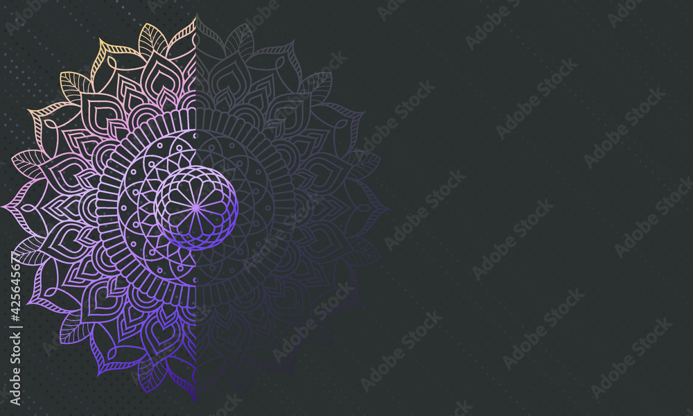 Gradient mandala pattern on dark gray background. Vector background for ...