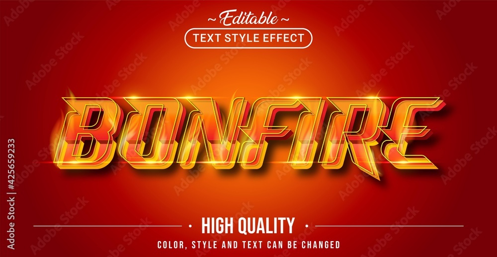 Editable text style effect - Bonfire text style theme. Stock Vector ...