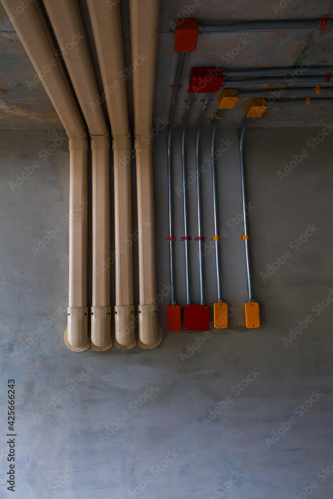 Electrical conduit system inside the building Stock Photo | Adobe Stock