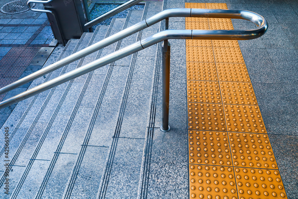braille block floor tiles with buttons For the visually impaired Stock ...
