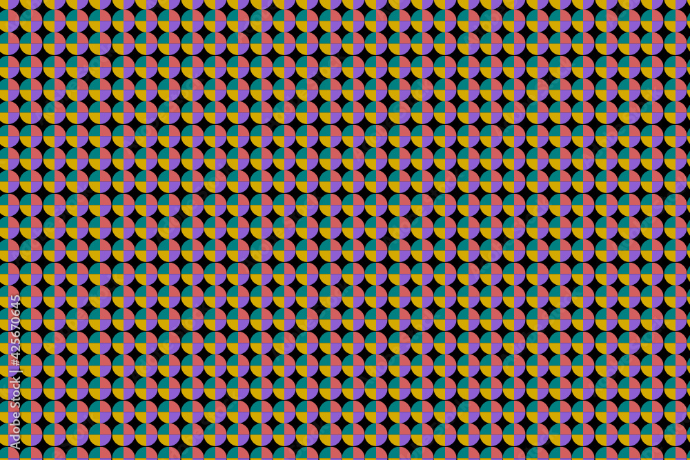 Patrón de círculos divididos en cuartos de cuatro colores pastel sobre ...