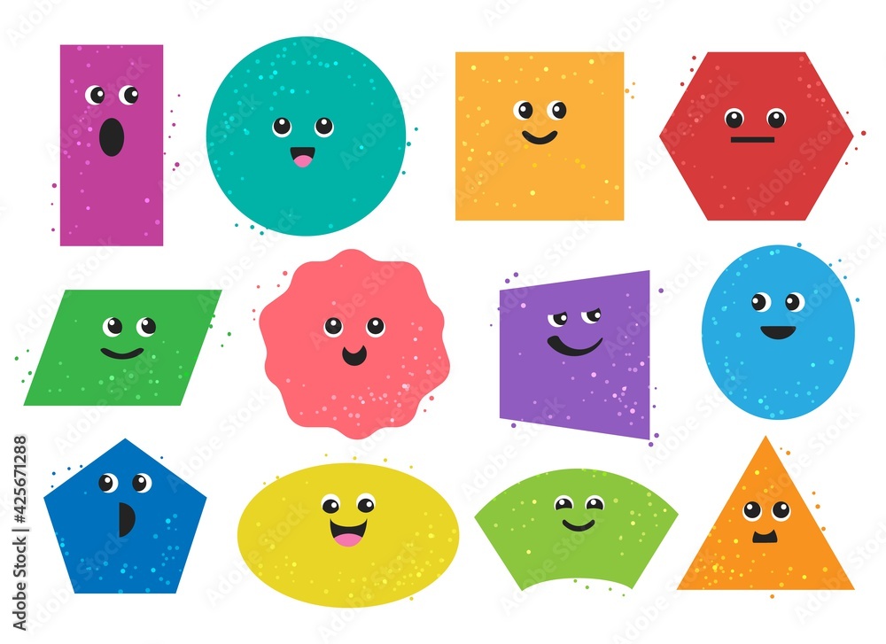 Cartoon geometric shapes characters Stock Vector | Adobe Stock