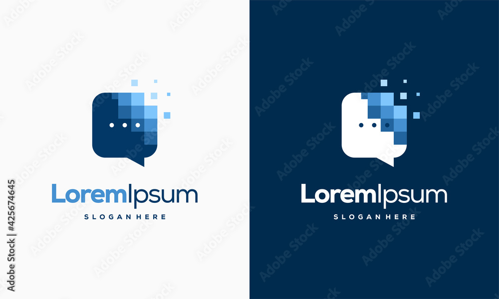 Pixel Chat Discuss logo designs vector, Conversation logo template ...