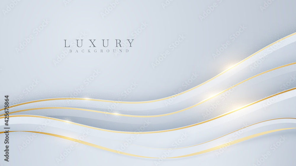 Curve golden line on white background. Luxury realistic concept. 3d ...