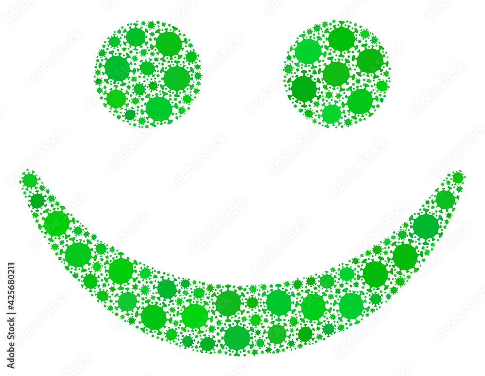 Raster happy smile covid-2019 mosaic icon constructed for lockdown ...