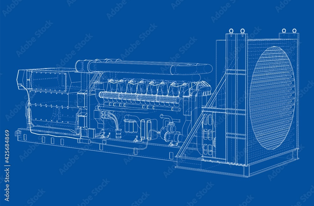 Large industrial diesel generator. Vector Stock Vector | Adobe Stock
