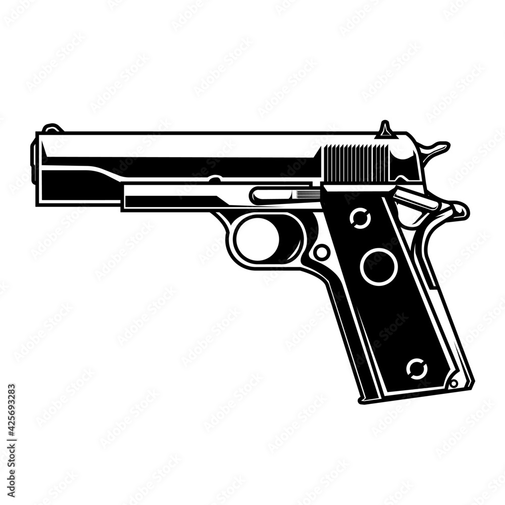 line art vector gun 1911 Stock Vector | Adobe Stock