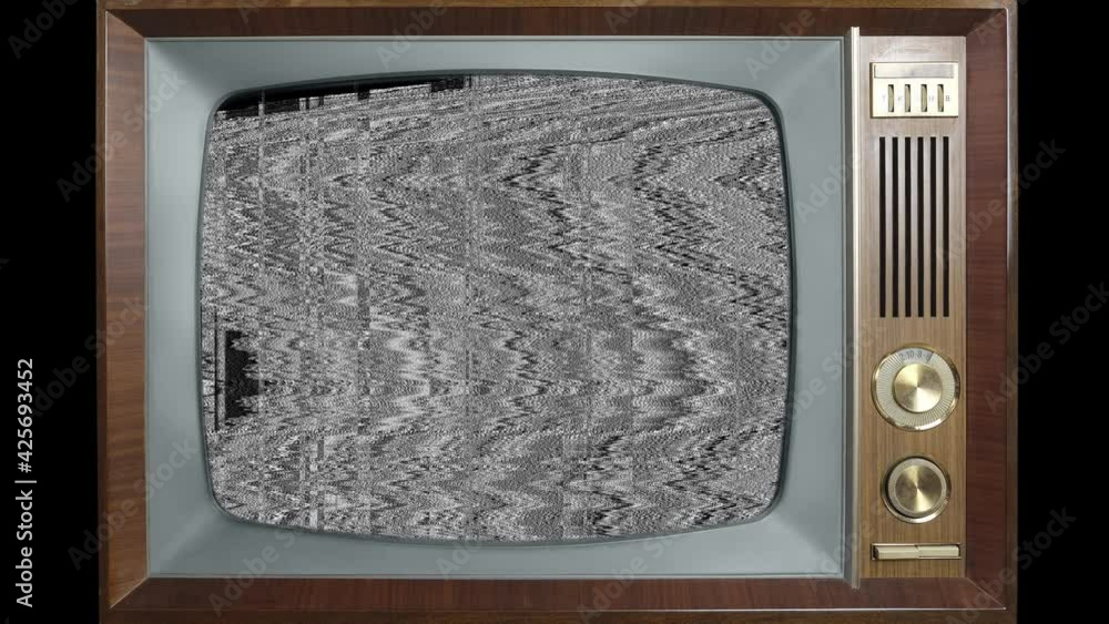 old retro analog TV with blank screen for designer, isolated on black ...