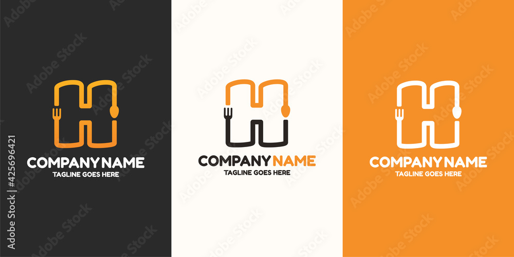 Initial letter H food Logo Design Template. Illustration vector graphic ...