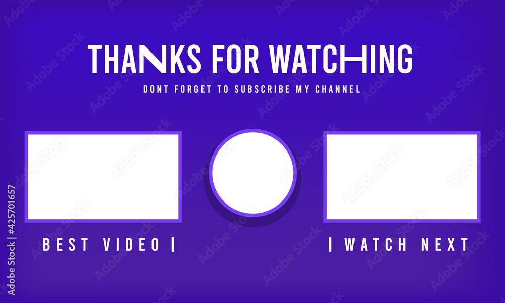Youtube End Screen Blue Theme. Ending Screen. Video Outro Vector ...