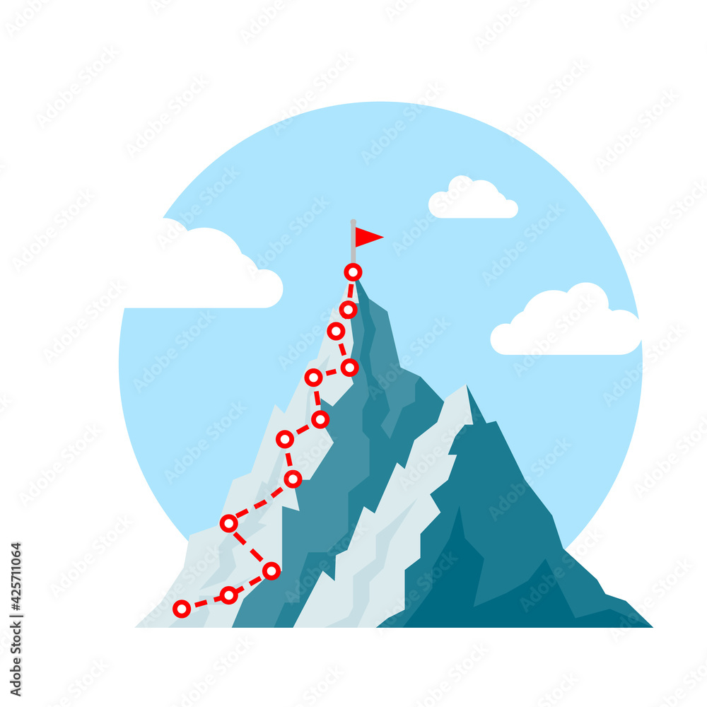 Mountain climb path challenge journey base infographic. Vector growth ...