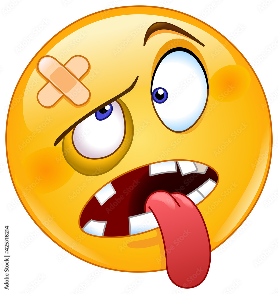 Beaten or knocked out emoji emoticon Stock Vector | Adobe Stock