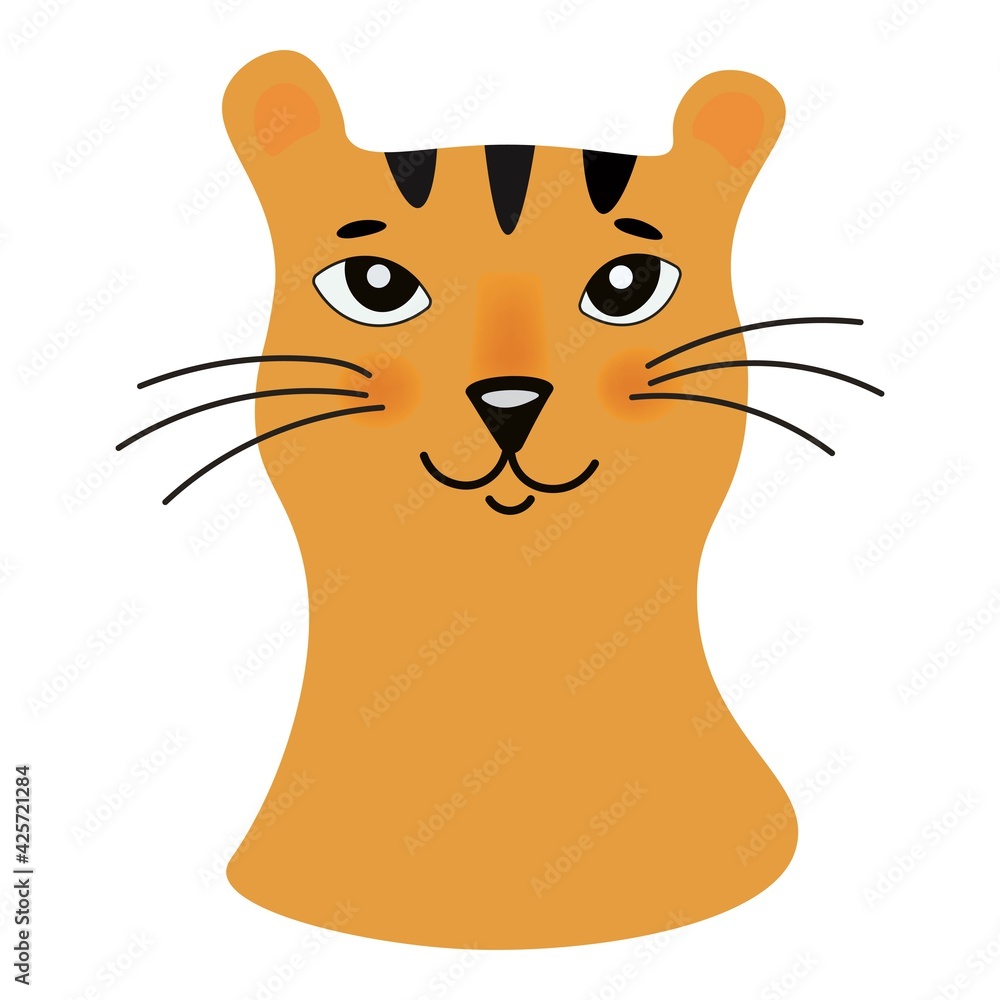 Kind funny happy tigress icon. Vector isolated illustration on ...
