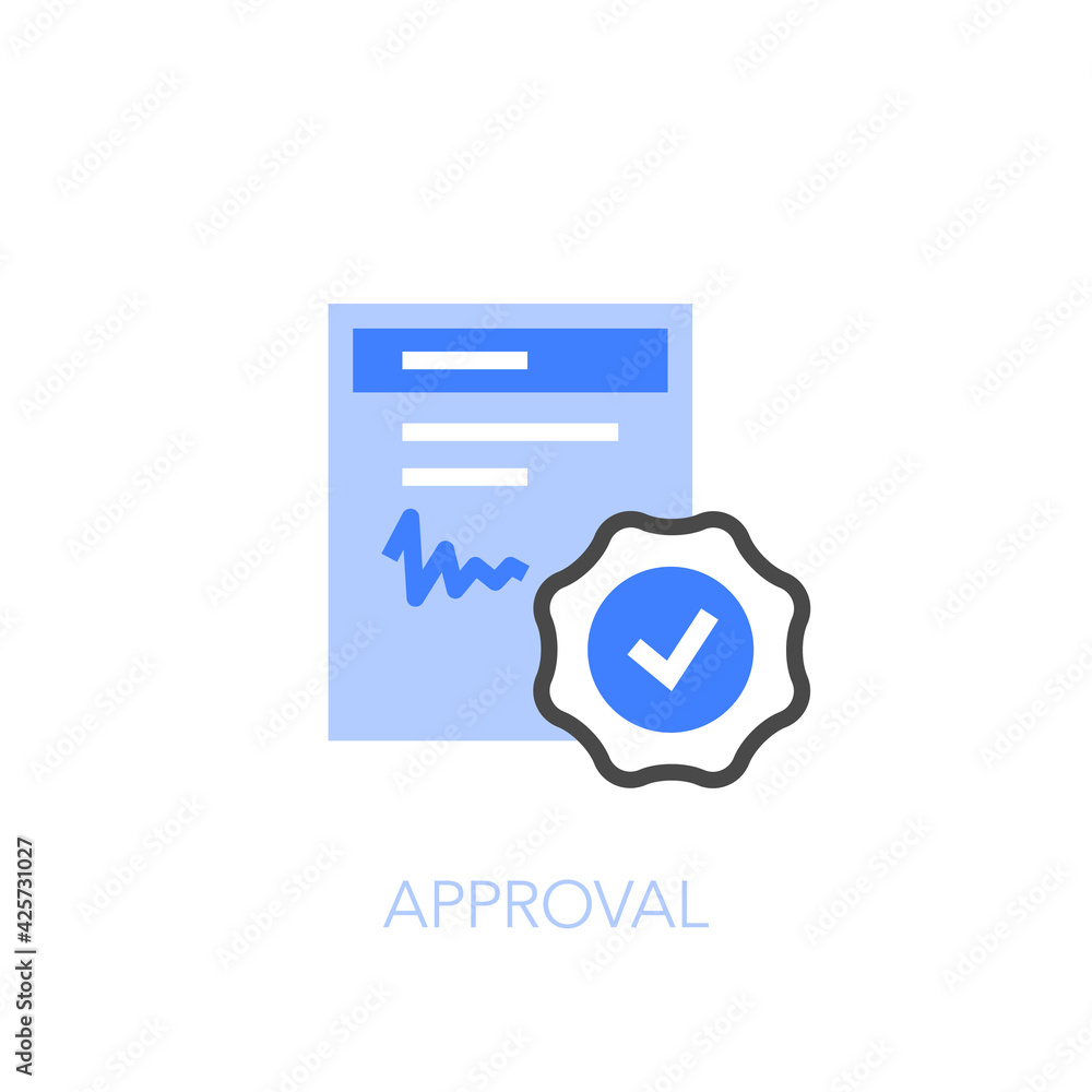 Approval symbol with a signed document and check mark symbol. Easy to ...