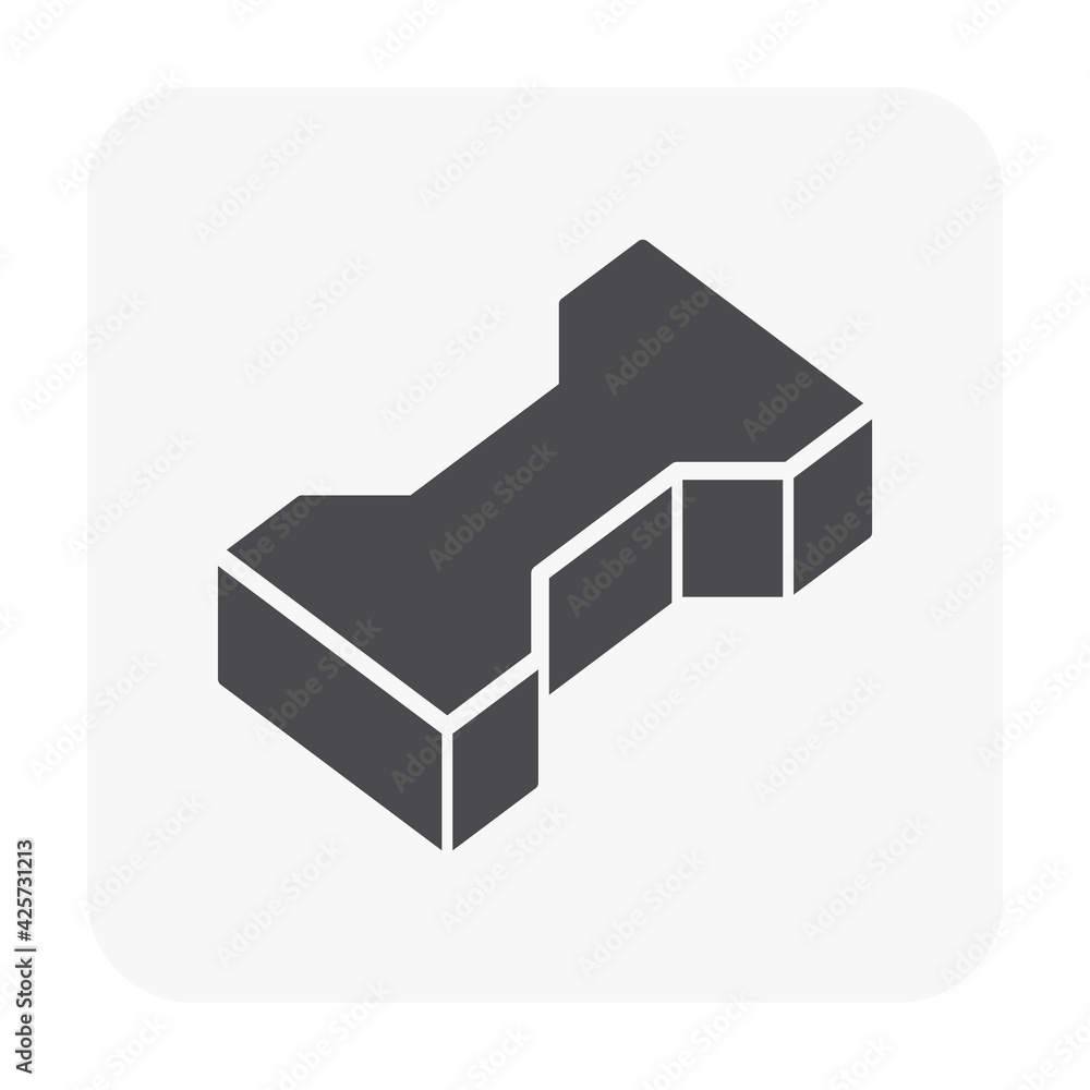 Concrete paver block pavement floor or brick vector icon. For landscape ...