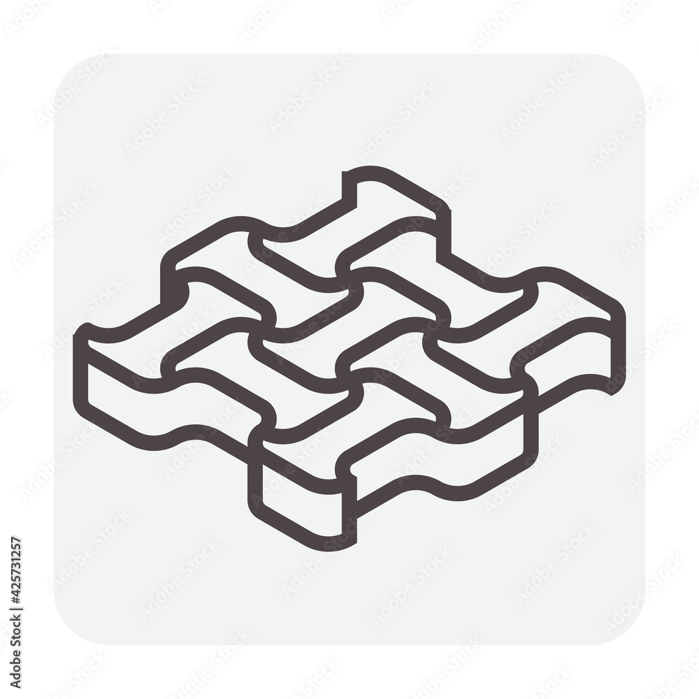 Concrete paver block pavement floor or brick vector icon. For landscape ...