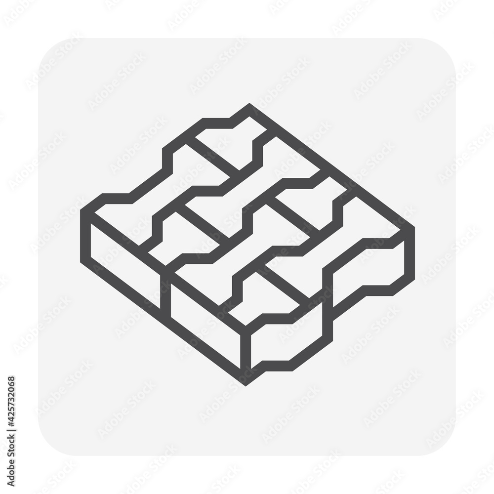 Concrete paver block pavement floor or brick vector icon. For landscape ...