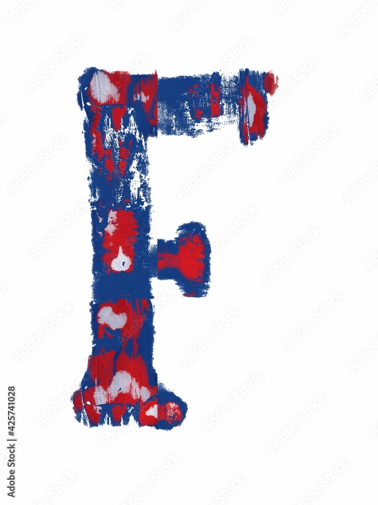 Letter F. painted paint font for English alphabet isolated on white ...